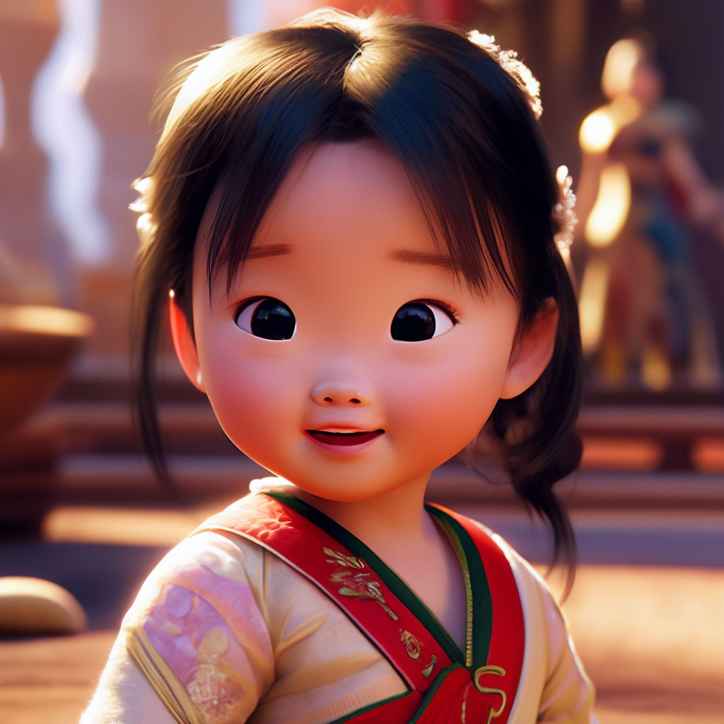 "Baby Mulan as a child. Disney." — image created in Shedevrum