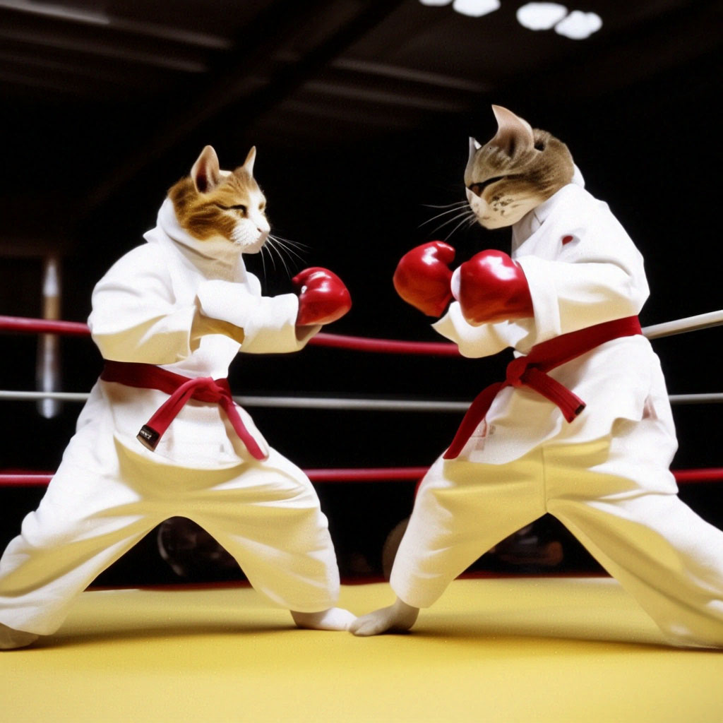 "March tournament between cats, MMA, …" — image created in Shedevrum