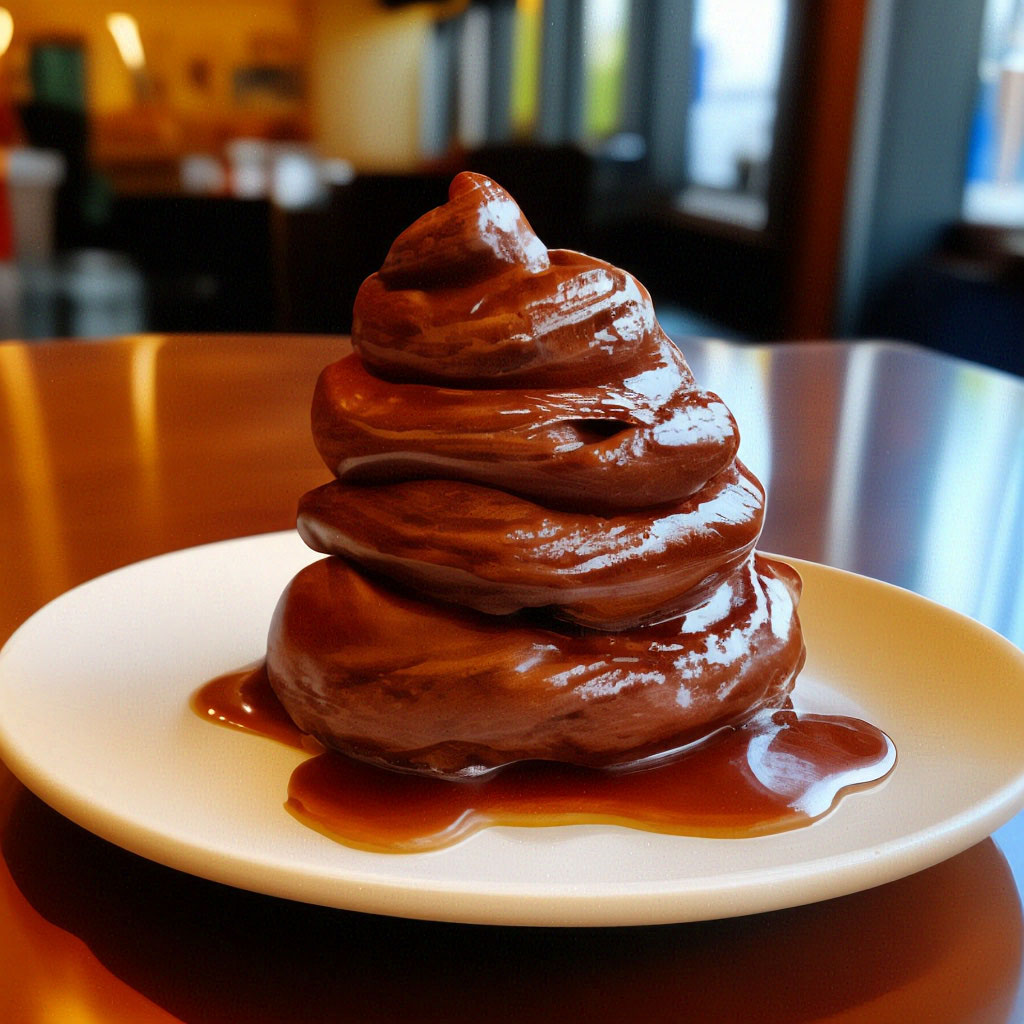 Poop on a plate in a restaurant image created in Shedevrum