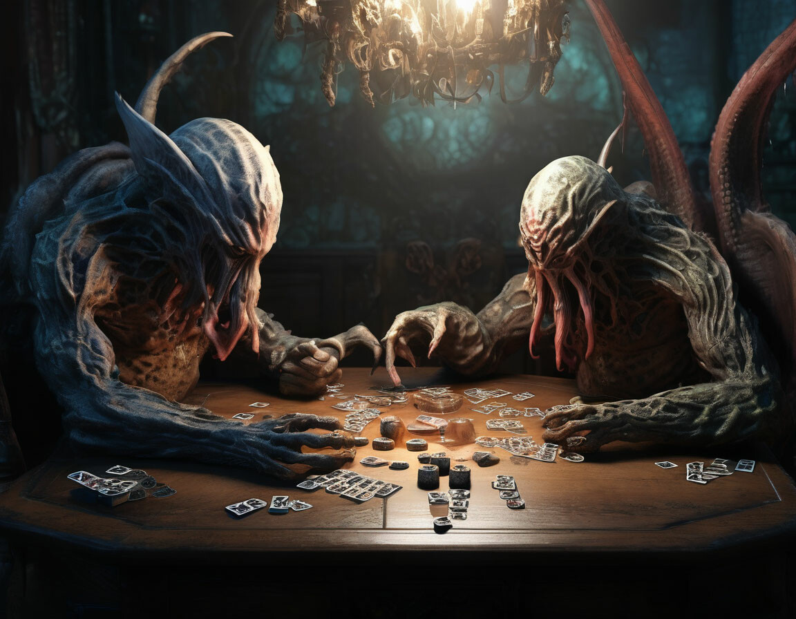 "Demon and Cthulhu are sitting at the same table and playing cards ...