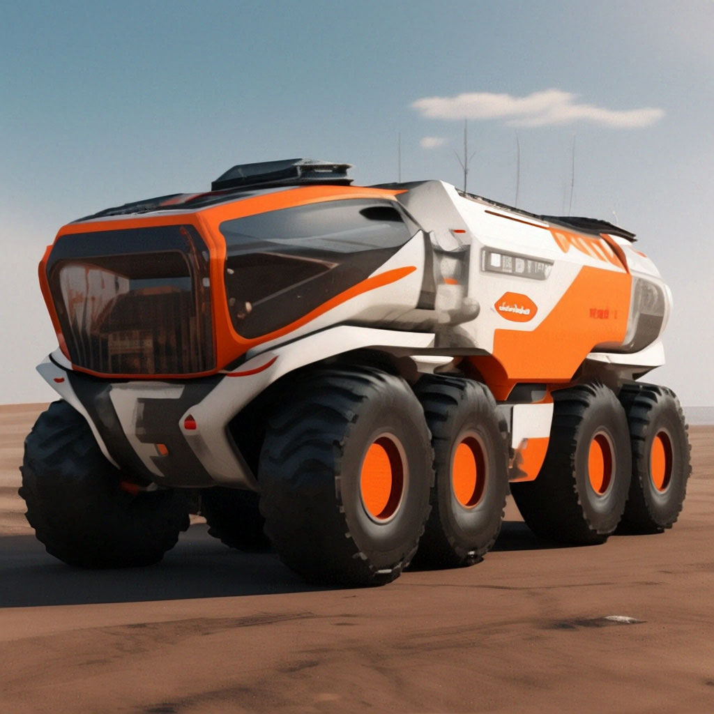 "Big amphibious articulated bus rover mars armored luxury, star trek ...