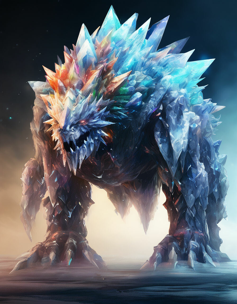 "The Crystal Colossus This creature …" — image created in Shedevrum