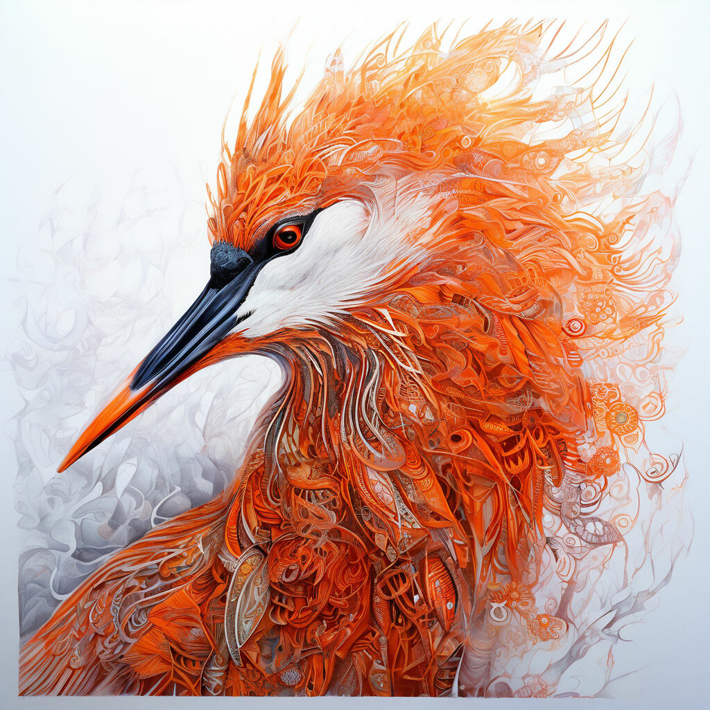 "Trigonometric zentangle, snow crane, …" — image created in Shedevrum