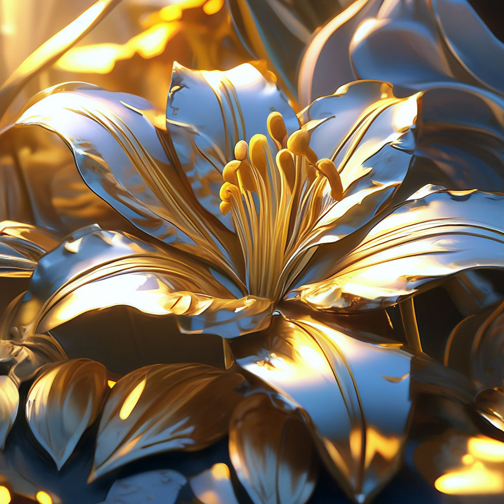 "Gold+silver + lily art deco, bas-relief, shading, colorful, detailed ...