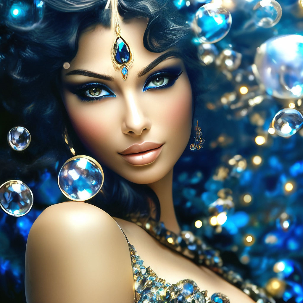 "🍒 Turkish princess close-up , symbiosis with curls from a vortex of ...