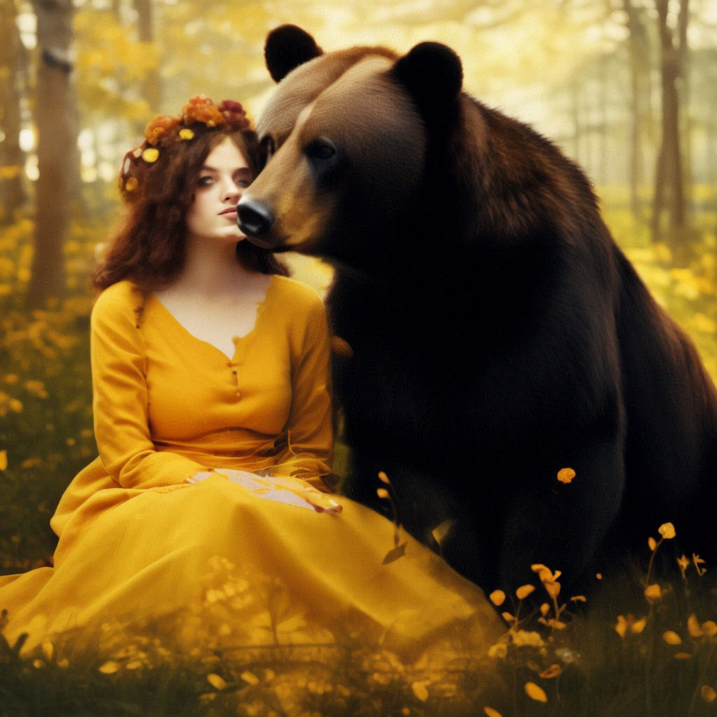 "The bee and the bear" — image created in Shedevrum