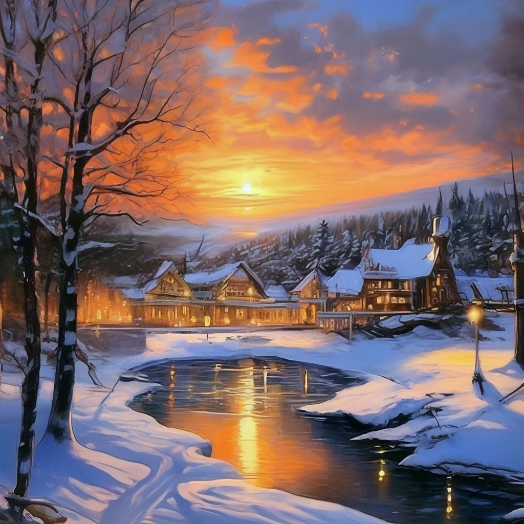 "Hello everyone! A beautiful winter evening" — image created in Shedevrum