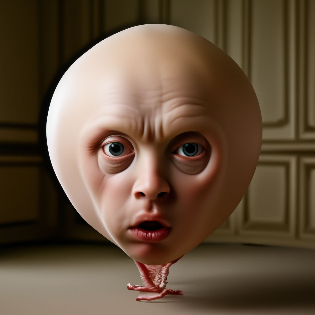 "A very inflated head is about to burst, short arms and legs" — image ...