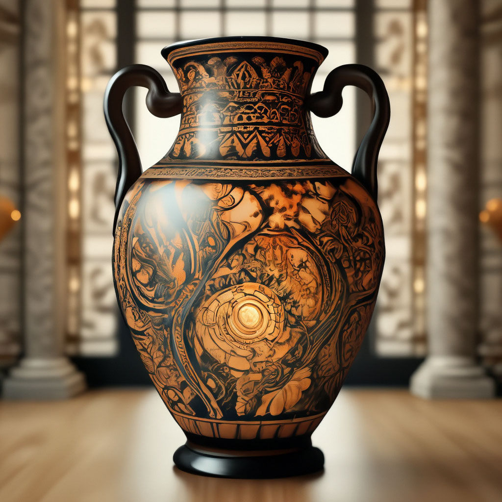 "Large amphora in Greek style, professional work of art, double ...