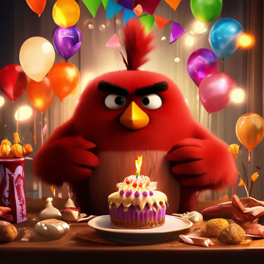 "Happy Birdday Angri" — image created in Shedevrum