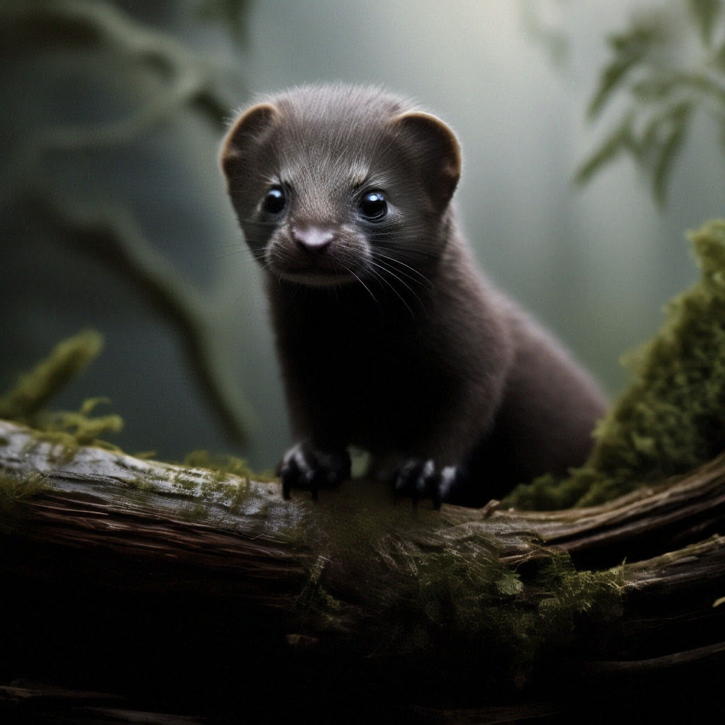 "Weasel on a tree, realistic, professional photo" — image created in ...