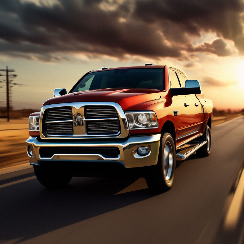 "RAM 2500 car, USA, high speed effect, on the highway, detail" — image ...