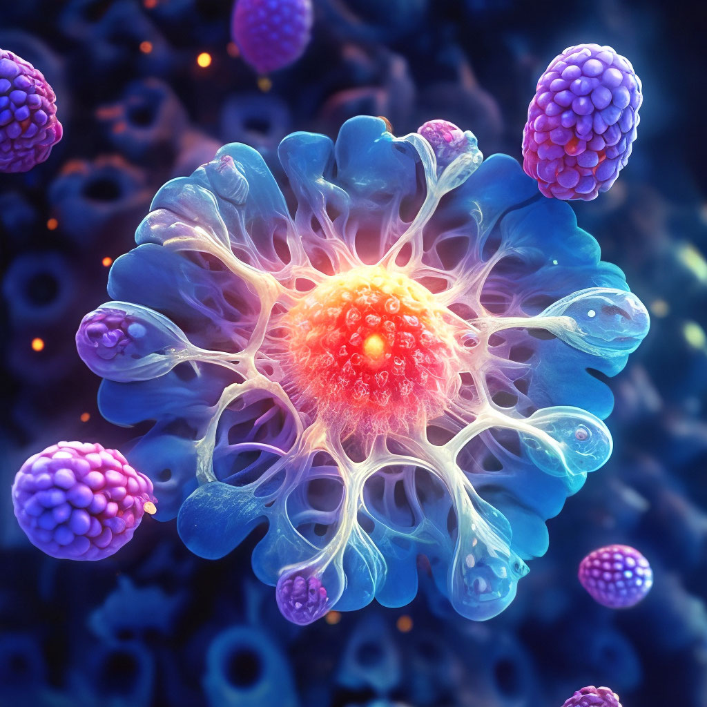"A molecule, a flower cell" — image created in Shedevrum