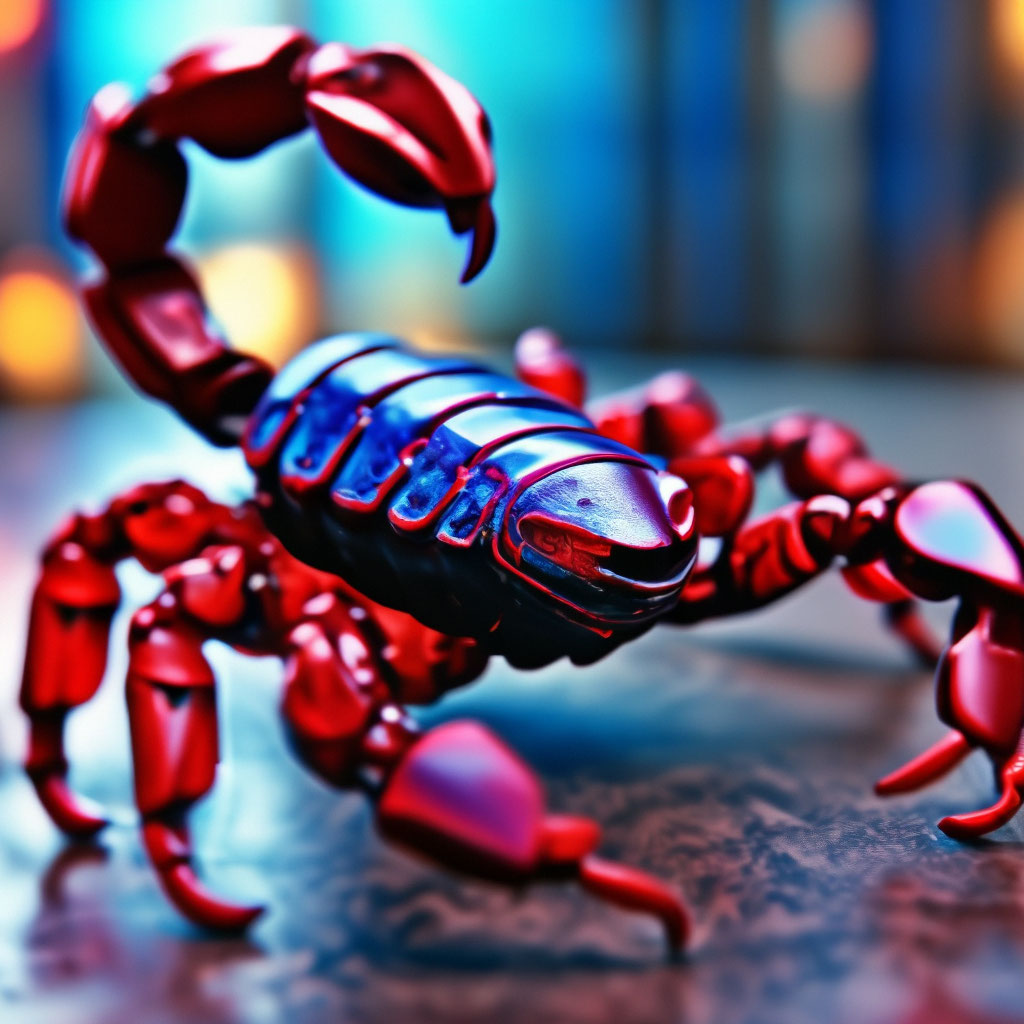 "Bright red scorpion surrealism, graffiti,art,small,tiny,cute,bright ...