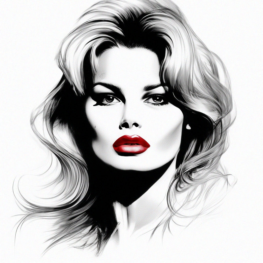 "Brigitte Bardot A very beautiful girl outline, contours with a thin ...