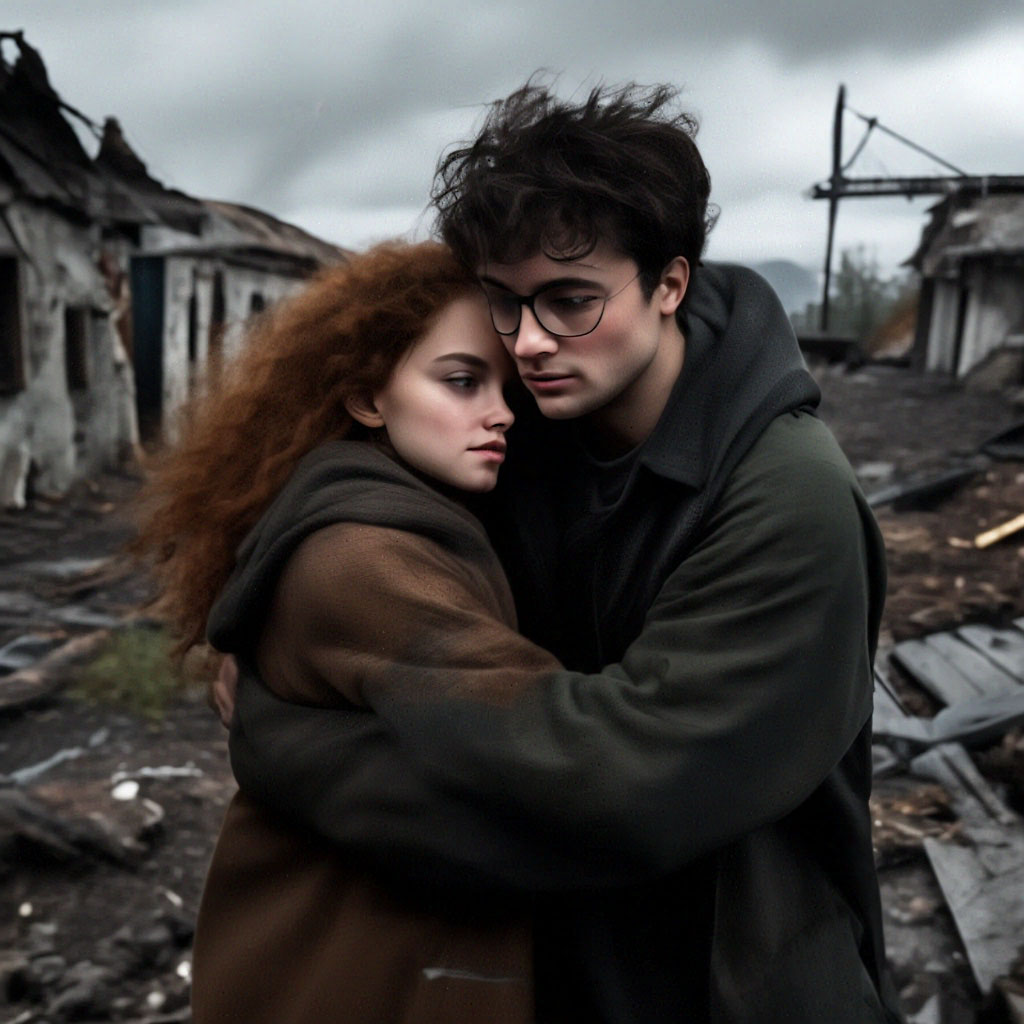 "Harry Potter and Hermione Granger hug" — image created in Shedevrum