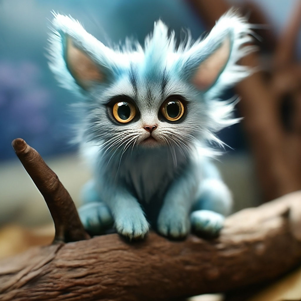 "Very offended, pixie cat gremlin,crying, fluffy, bug-eyed, sad, long ...
