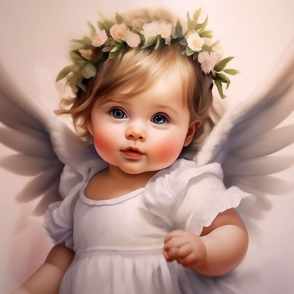 "Baby girl angel, realistic, watercolor" — image created in Shedevrum