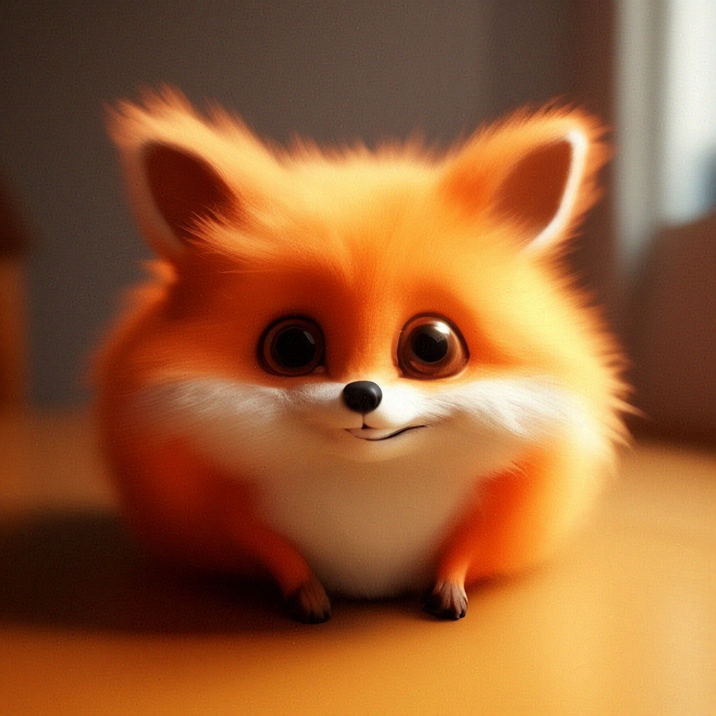 "Round fox carrot nyashka cutie 😻😻😻" — image created in Shedevrum