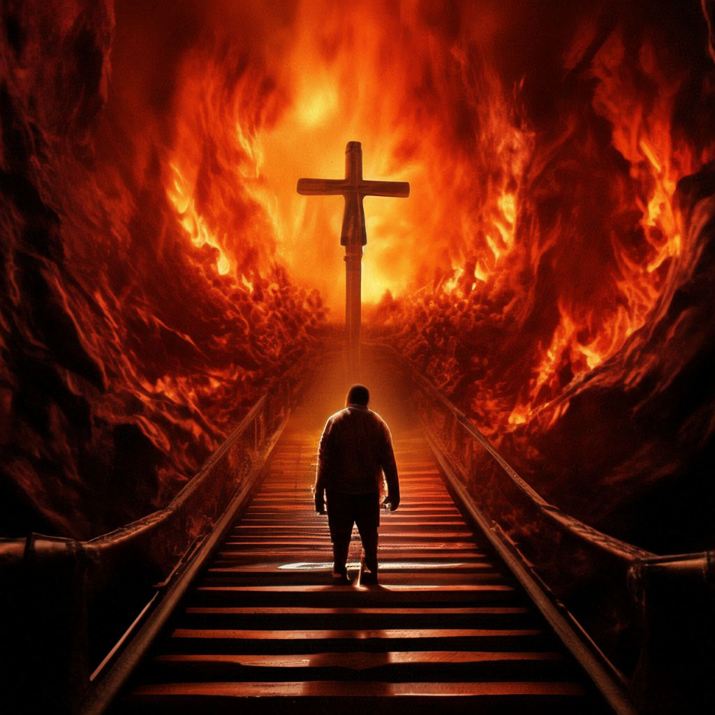 "Do not climb across the father in hell" — image created in Shedevrum