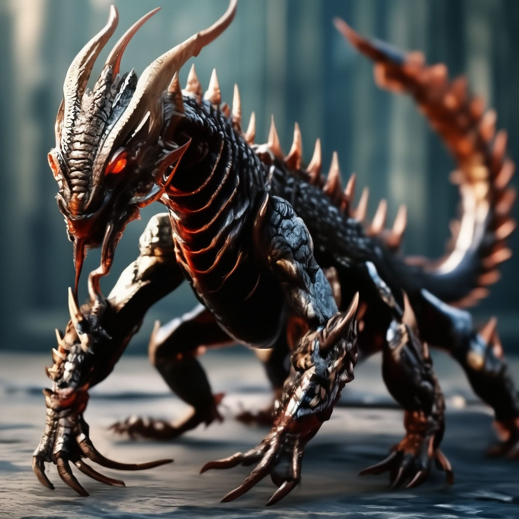 "Dragon + scorpion crossbreeding mutation with multiple tails" — image ...