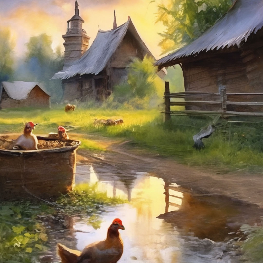 "A quiet, summer, rustic evening in the Russian countryside..hay in the ...