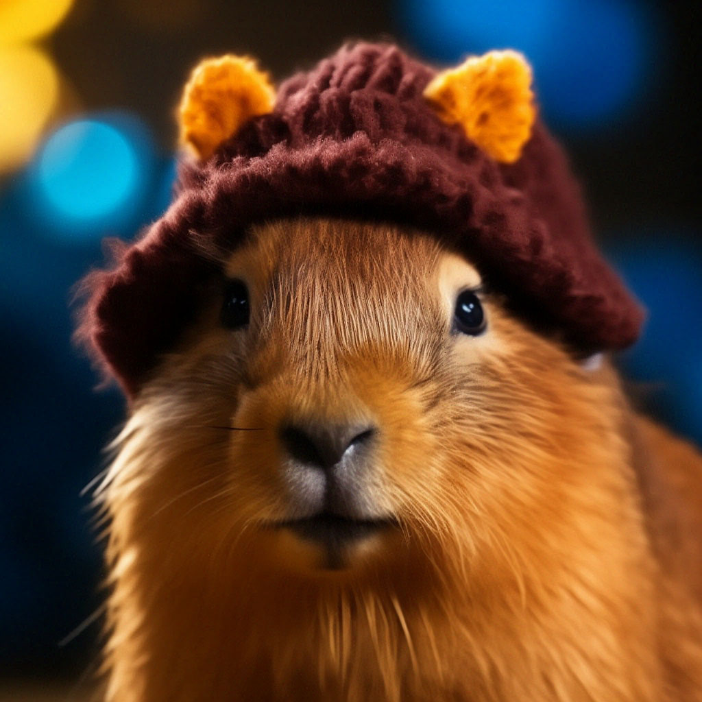 "For the contest from koteyka cute capybara in a cat hat,aesthetic ...