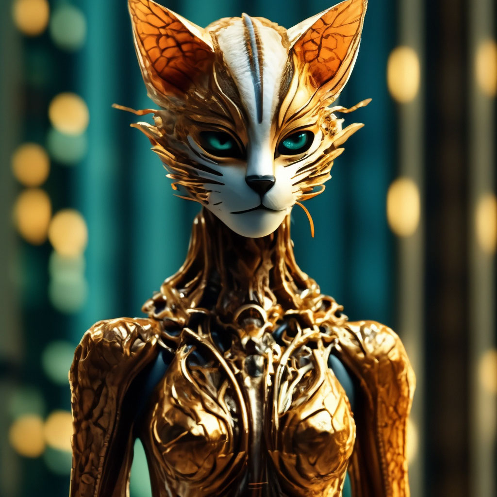 "A humanoid beautiful alien cat girl. In full growth" — image created ...