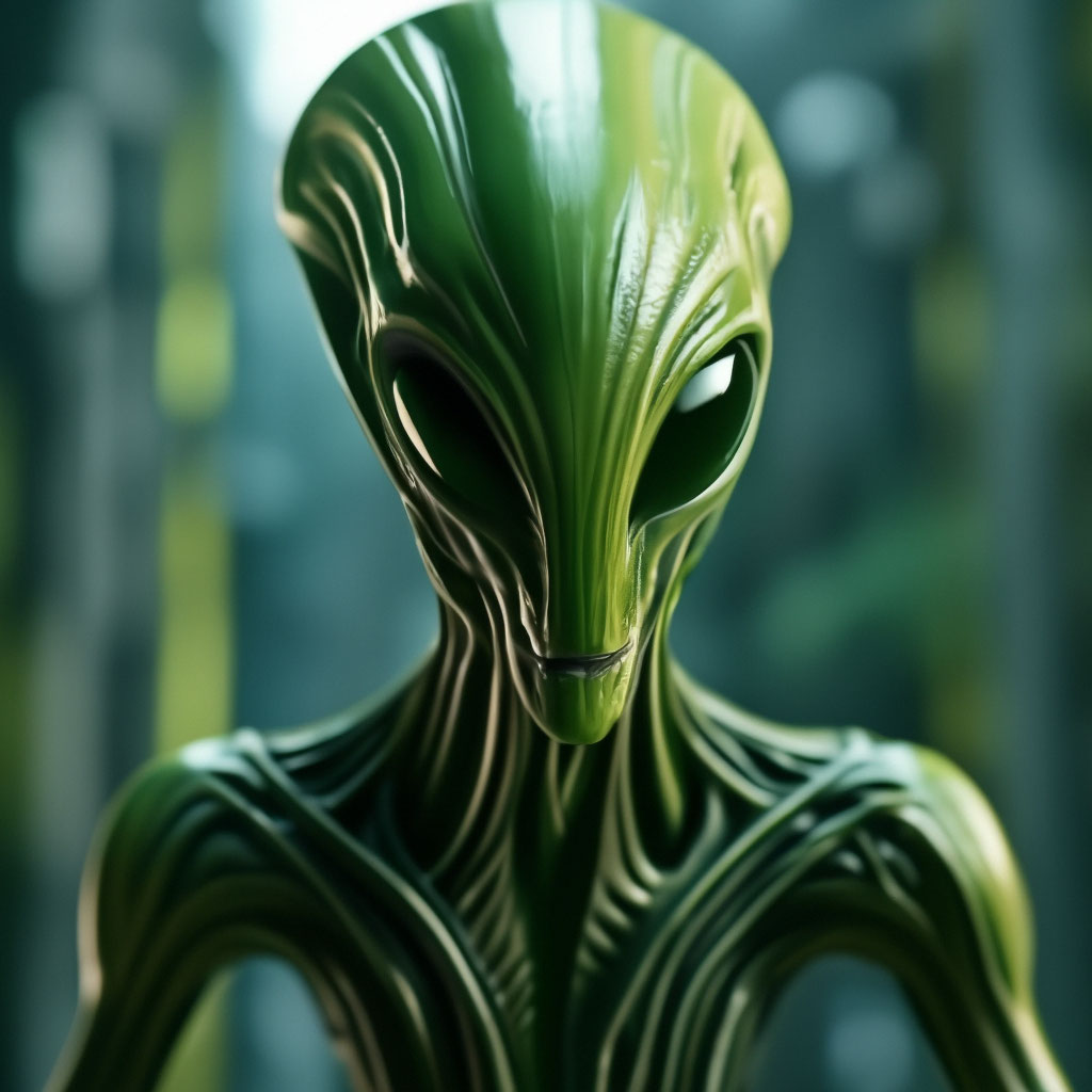 "Green Xenomorphic Alien with a thin body, long arms and legs, realism ...