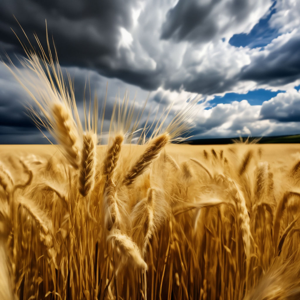 "The enlarged mature wheat is golden in color and the wheat ears are ...