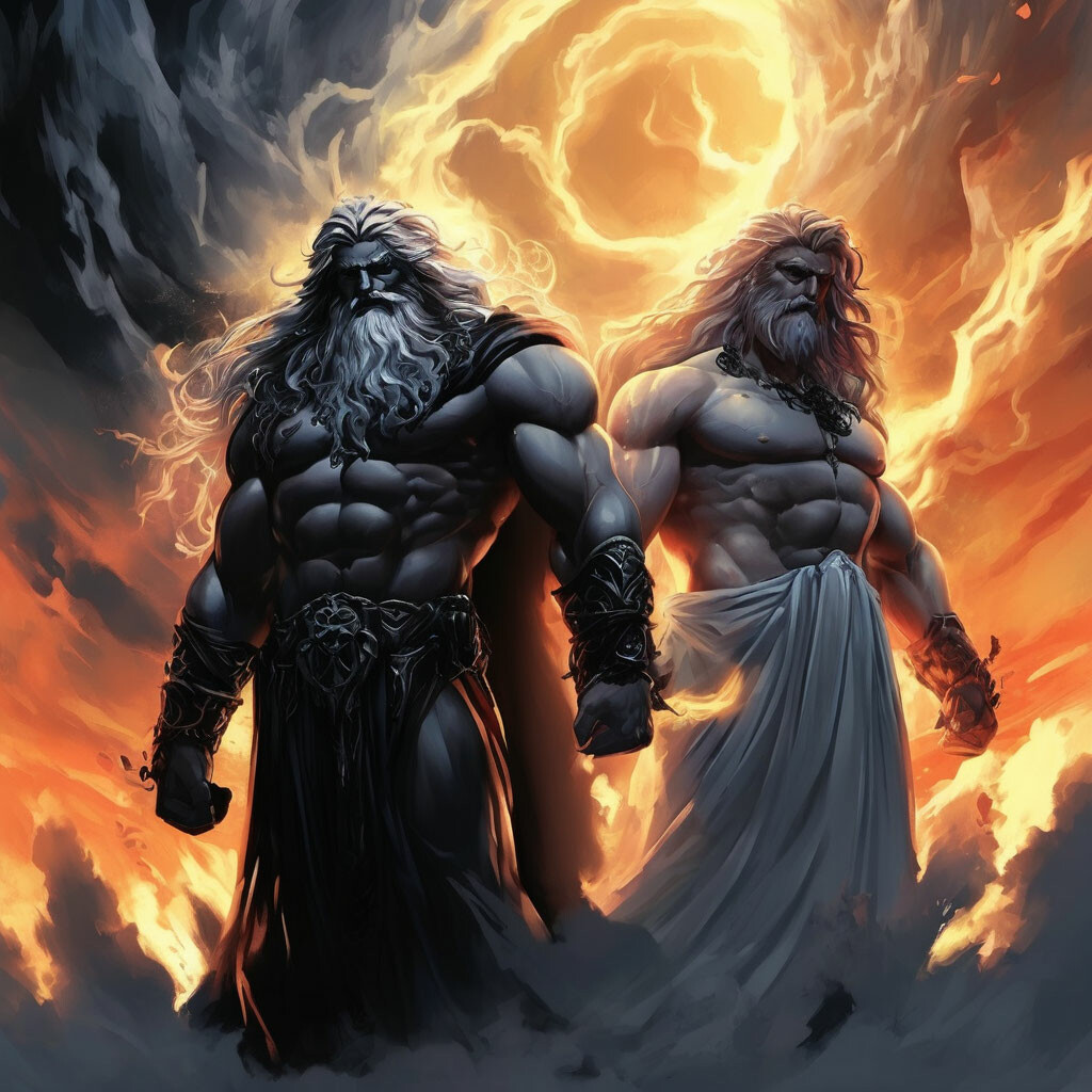 "🖤 Gods Zeus and Hades, back to back, good and evil,light and dark side ...