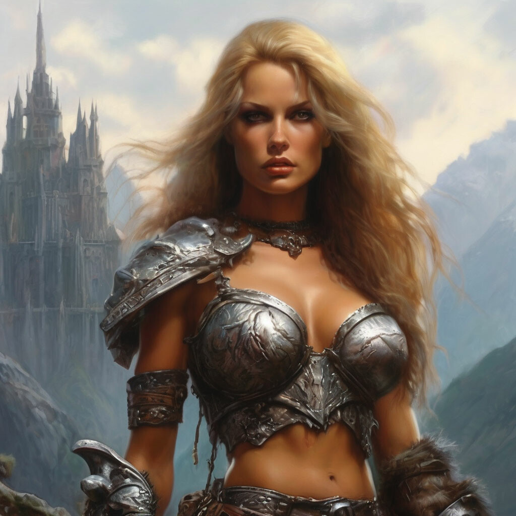 "Real cinematic Boris Vallejo The Barbarian Queen with the Castle in ...