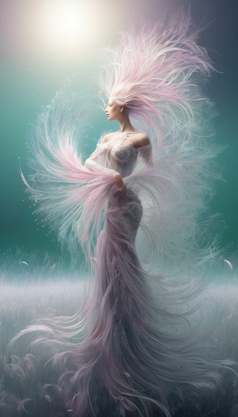 «The bride, multilayer quantum …» — картинка создана в Шедевруме