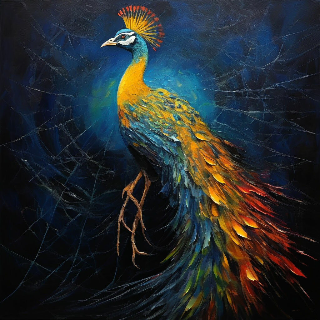 "Rough strokes, palette knife, spider web, brushstroke effect ...