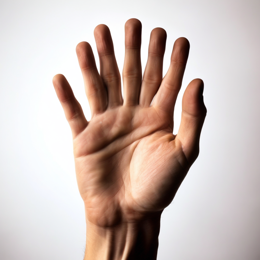 "A human hand with five fingers, neither four nor six, but with 5 (five ...