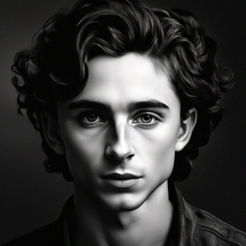 "Drawing Portrait of Timothy Chalamet, black charcoal pencil, high ...