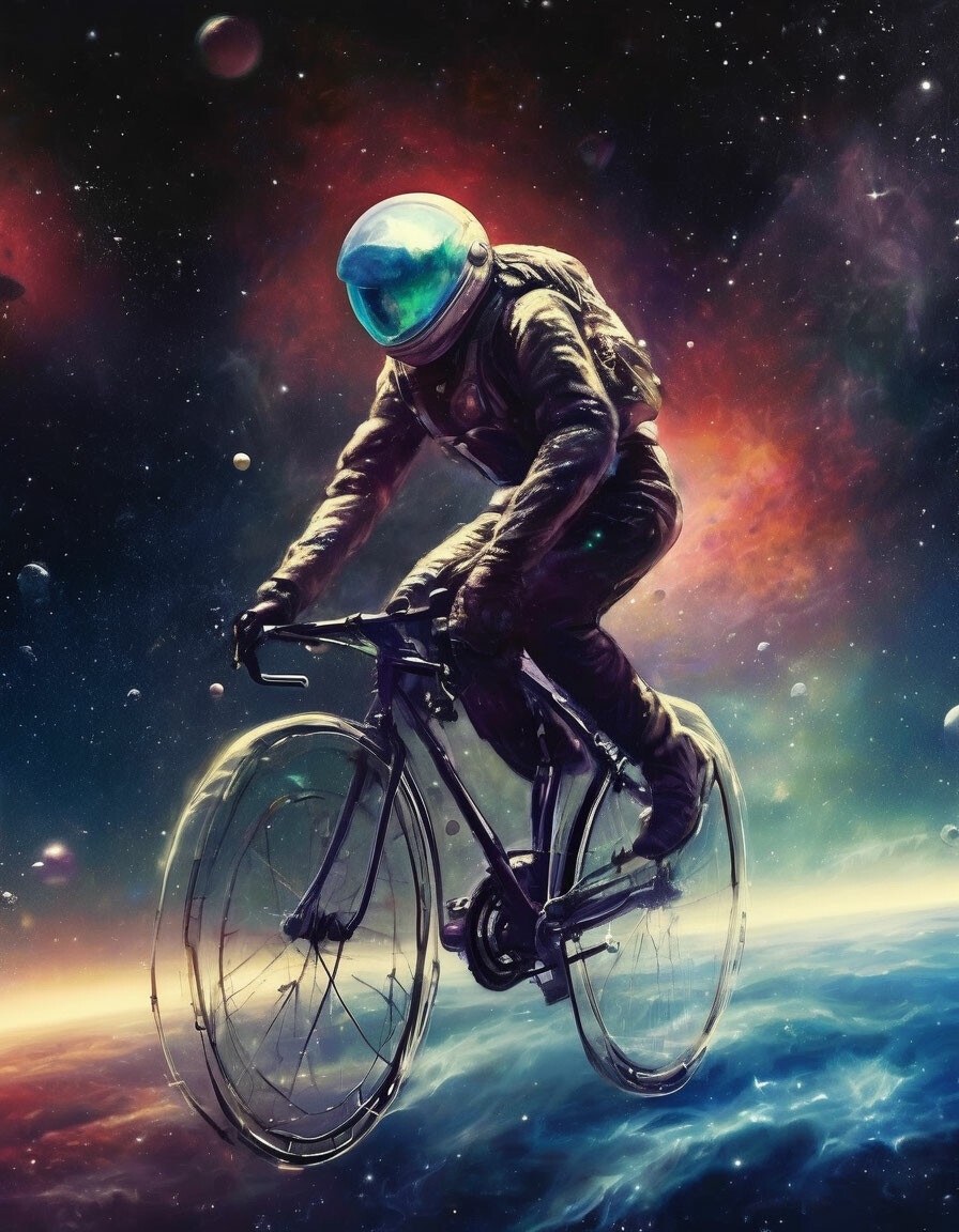 "Cycling in very deep space," — image created in Shedevrum