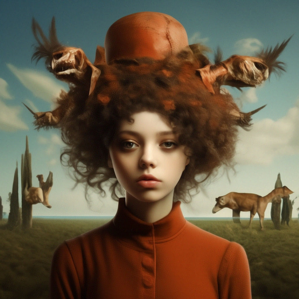 "Surrealism people and animals" — image created in Shedevrum