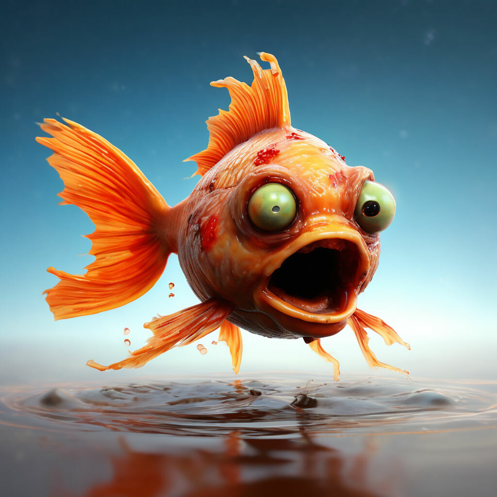"Zombie Goldfish 3D animation" — image created in Shedevrum