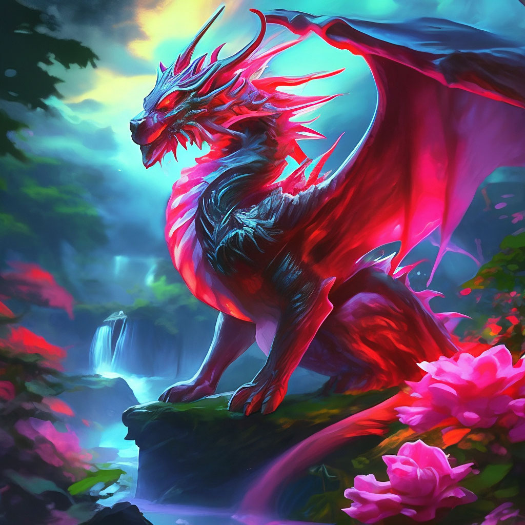 "Hermoso dragón, neón, resplandor, …" — imagen creada en Shedevrum