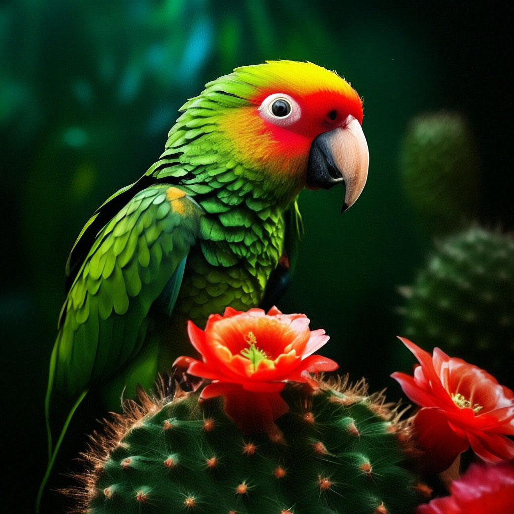 "Cactus parrot, Brazil... high resolution hyper detail surrealism photo ...