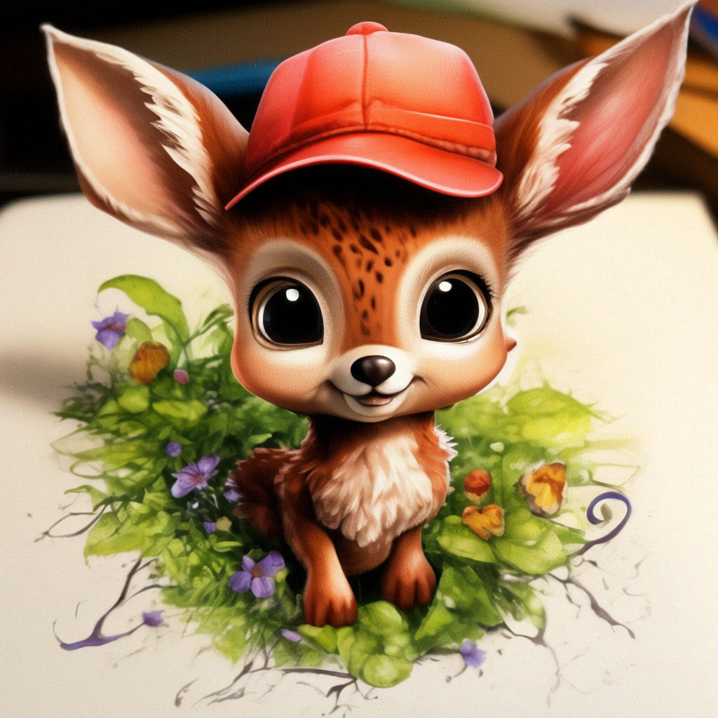 "Tattoo sketch on a piece of paper Pixar Fiory Ruben's Mega cute fawn ...