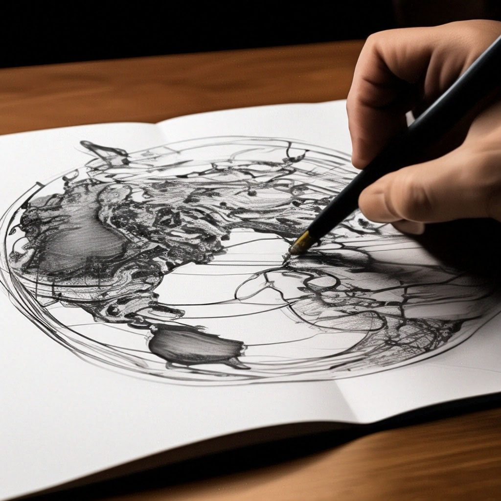 "Geography Sketch art has a lot of details. hyperrealism high quality ...