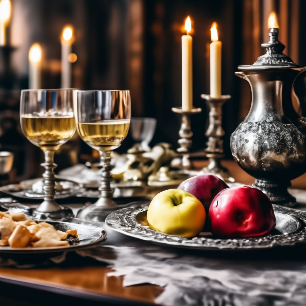 "Dinner in an ancient castle : beautiful antique dishes, meat, wine ...