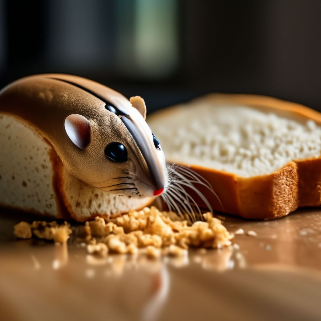 "Computer mouse catches bread crumbs, aesthetically pleasing, realistic ...