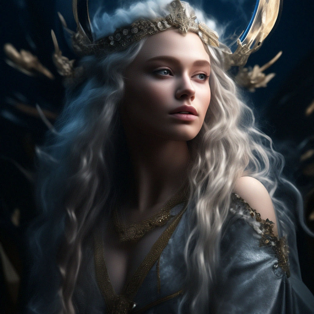 "Hyper real photo, goddess of joy and peace Nanna, Scandinavian ...