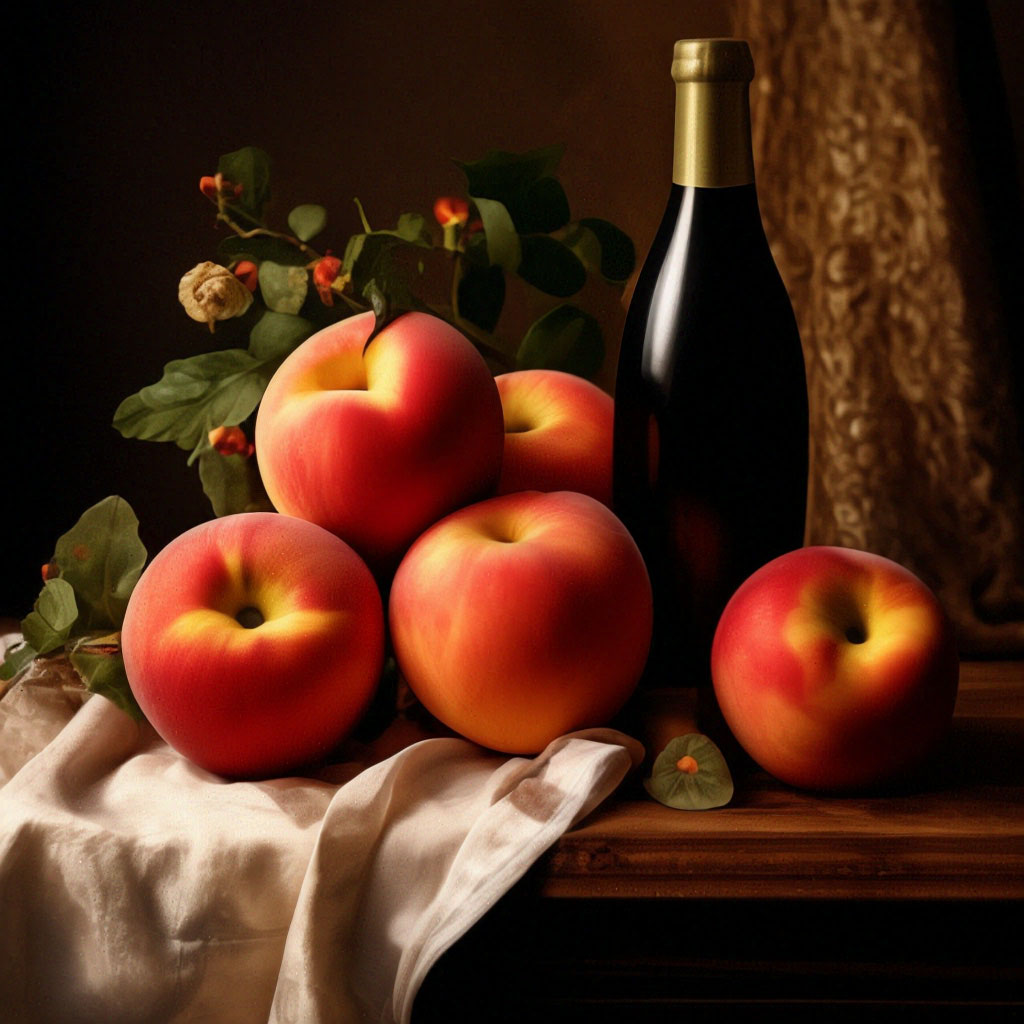 "Peaches apples pears Art Nouveau style shabby chic pinot noir" — image ...