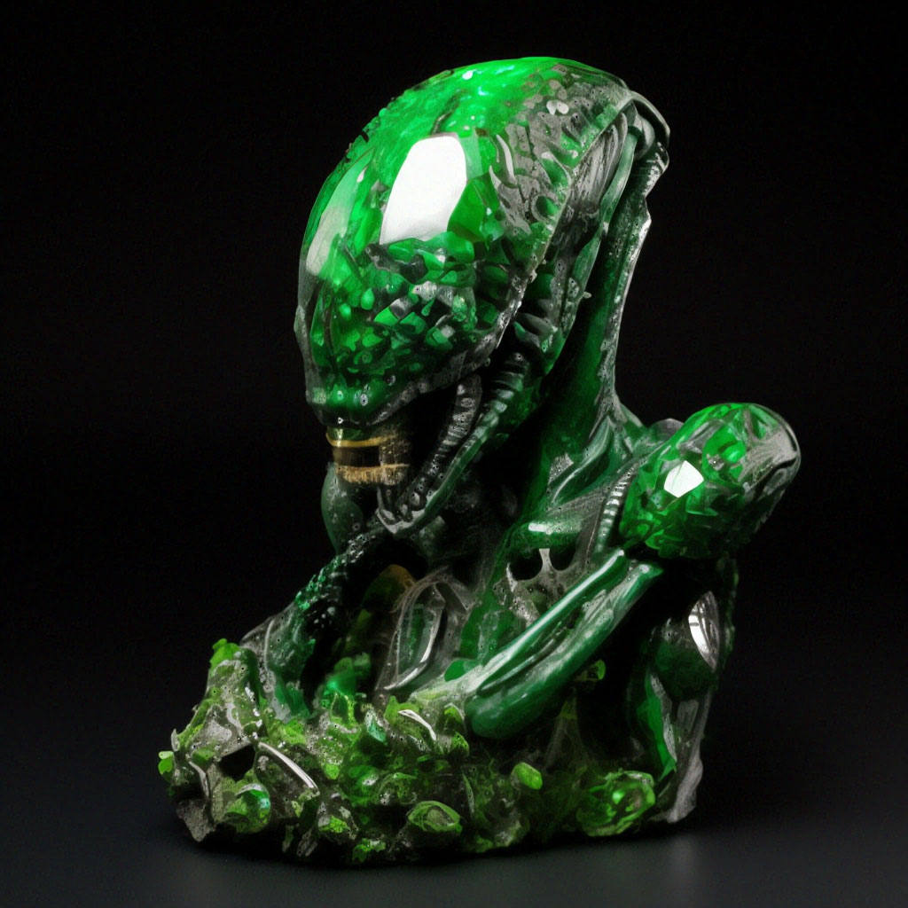 "Underground Art: Xenomorph Sculpture, chrysolite, uvarovite, grossular ...