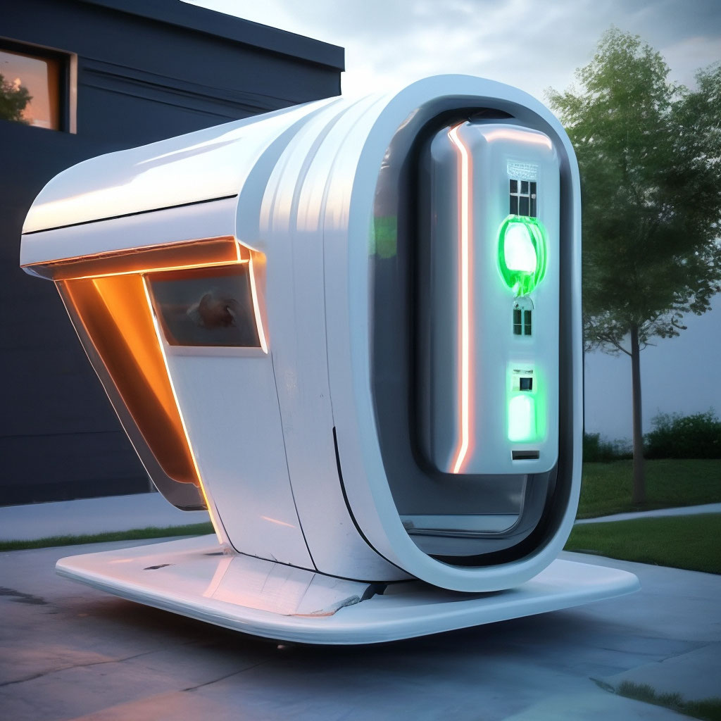 "Futuristic mailbox at home" — image created in Shedevrum
