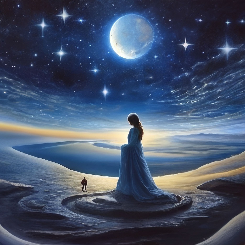 "In the sublunary world, this night has sheltered us" — image created ...